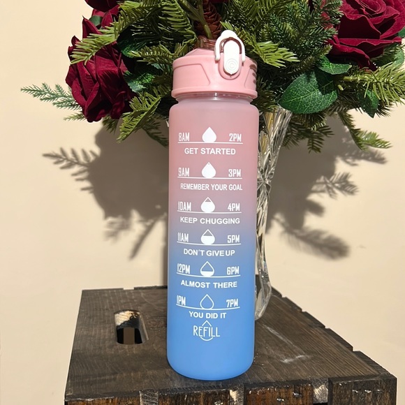 Dining | 25oz Time Marker Water Bottle With Straw And Leakproof Lid ...